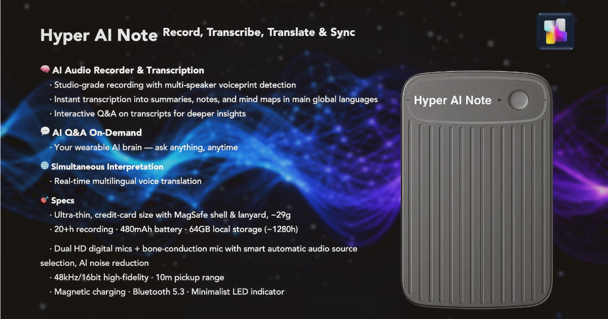 Hyper AI Note — Standalone AI Voice Recorder for Smart Notes by HyperAI ...