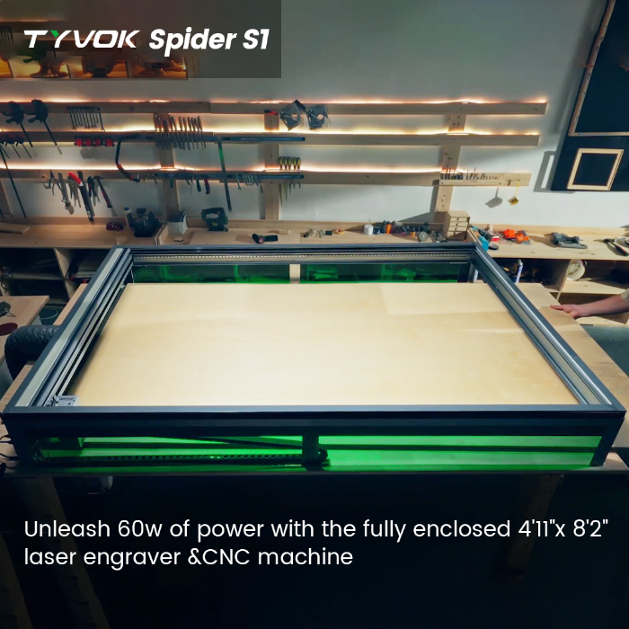 Spider S1: Wholeboard 60W With Laser&LightBurn CNC by Tyvok - Indiegogo