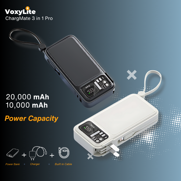 ChargeMate 3in1: Power Bank With AC Plug & Cables by VoxyLite - Indiegogo