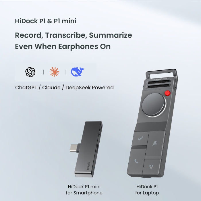 P1 and mini: AI Recorder for Bluetooth Earphones by HiDock - Indiegogo