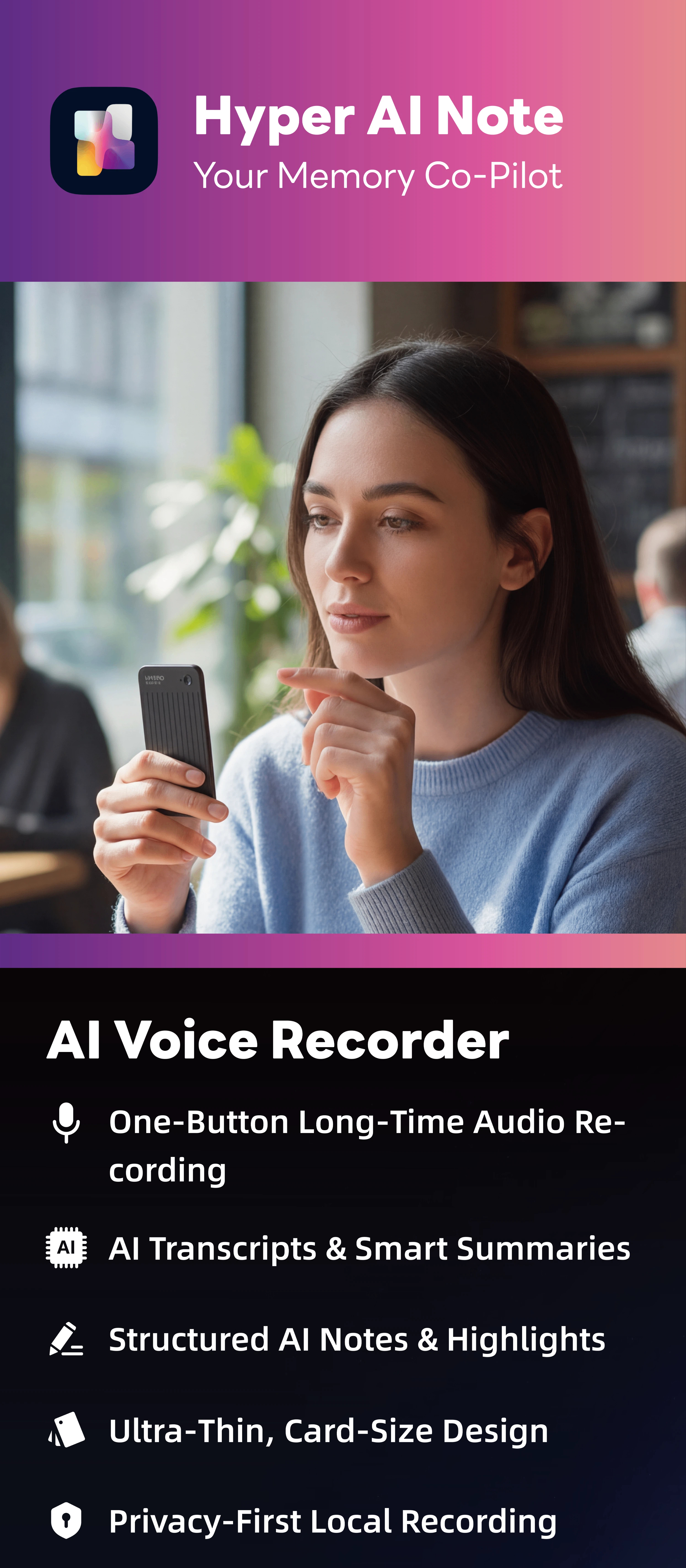 Hyper AI Note — Standalone AI Voice Recorder for Smart Notes by HyperAI ...